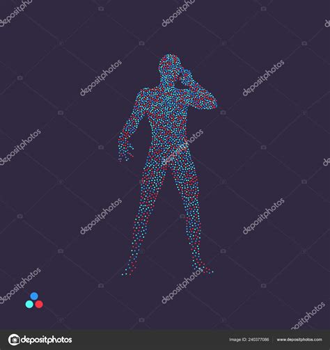 Hombre Pensante Silueta Hombre Pie Silueta Punteada Persona Ilustración