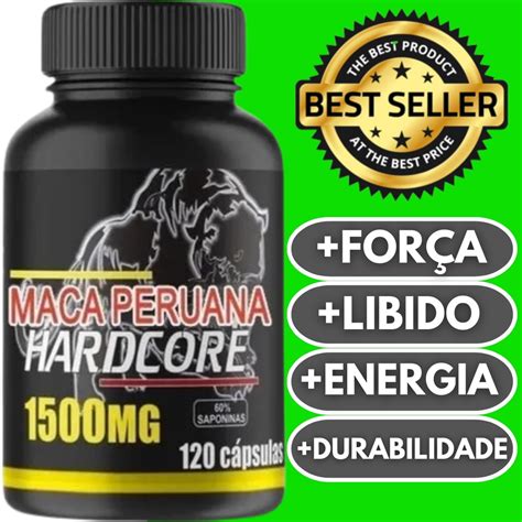 Maca Peruana Hardcore Original 120 cáps 1500mg Ejaculação Precoce