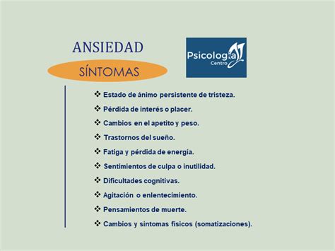 Síntomas de la Ansiedad Centro de Psicología