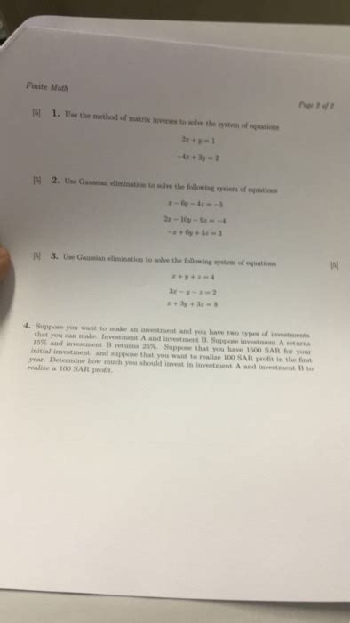 solved use the method of matrix inverses to solve the system