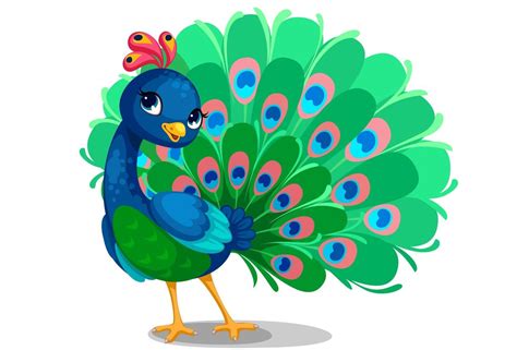 dibujos animados lindo bebé pavo real Не имеющий вектора