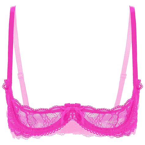 Women Sexy 1 4 Cup Sheer Lace Bra Push Up Underwired Shelf Bra Bralette