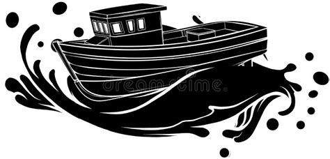 Ilustração Vetorial Do Projeto Da Embarcação De Pesca Da Silhueta