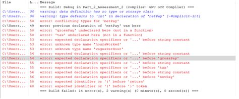 C Program Specifier Errors Print Lines And Conflicting Types For