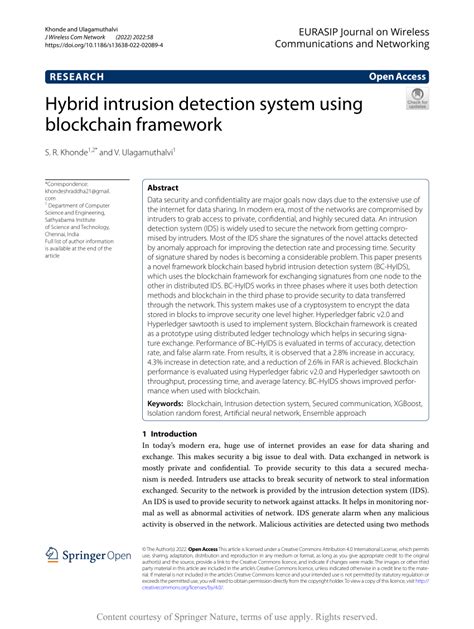 pdf hybrid intrusion detection system using blockchain framework