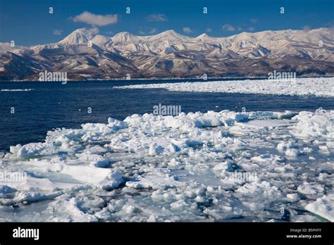 Hokkaido Japan Ice Floes In The Strait Of Nemuro With The Snow Covered