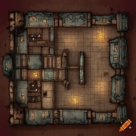 Intricate Castle Interior Battle Map For Dnd On Craiyon