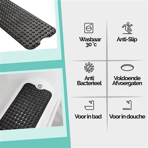The Original Badmat Antislip Zwart 100x40cm Antislipmat