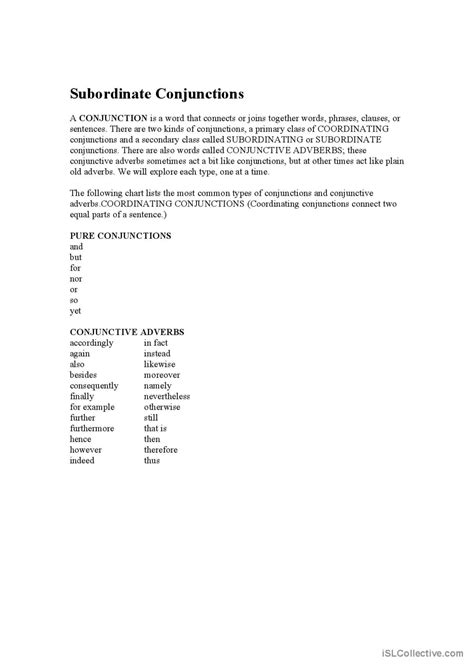 Conjunctions English Esl Worksheets Pdf Doc