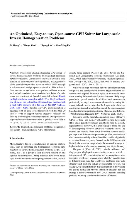 pdf an optimized easy to use open source gpu solver for large scale inverse homogenization
