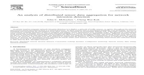 an analysis of distributed sensor data aggregation for network intrusion detection [pdf document]