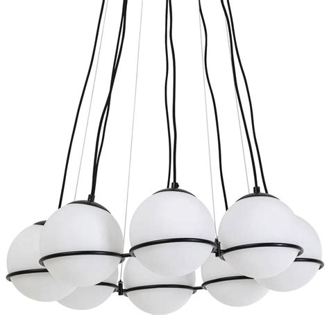 Lampa wisząca z kloszem w kształcie kuli czarna Ø71x130 cm klosze