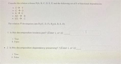 solved consider the relation schema r a b c d b f and the