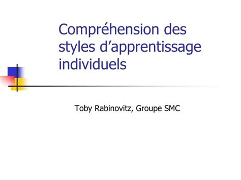 PPT Compr Hension Des Styles D Apprentissage Individuels PowerPoint