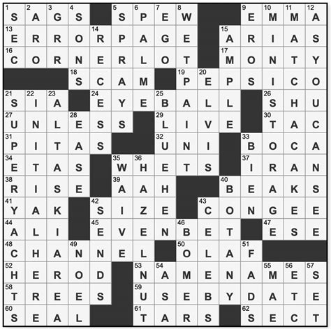 Printable LA Times Sunday Crossword Printable JD