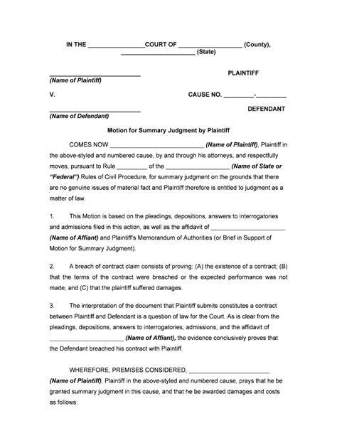 Summary Judgment Fill Online Printable Fillable Blank PdfFiller