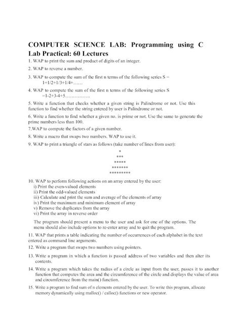 pdf computer science lab programming using c lab practical 60 dokumen tips