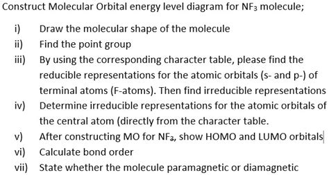 SOLVED Construct Molecular Orbital Energy Level Diagram For NFz