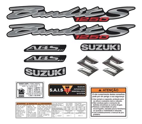 Jogo Faixa Emblema Adesivo Suzuki Bandit S Preta