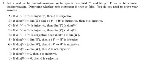 solved 1 let v and w be finite dimensional vector spaces