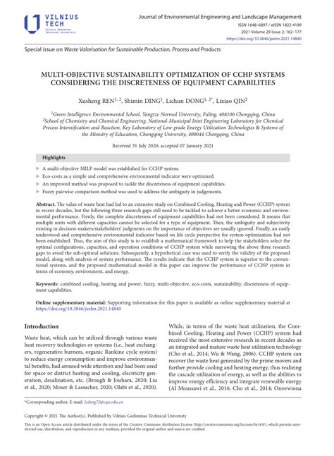 pdf multi objective sustainability optimization of cchp systems considering the discreteness