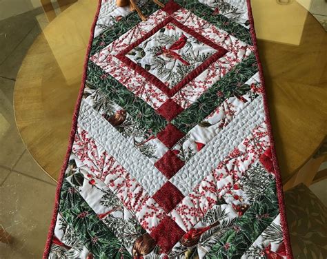 Christmas Cardinals Table Runner Skinny Quilt Or Bed Runner Etsy