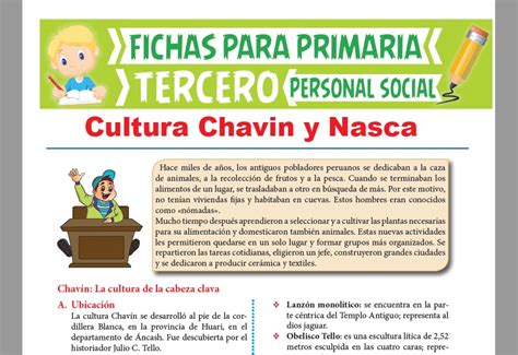 Cultura Chavin Y Nazca Para Tercer Grado De Primaria Actividades 2023