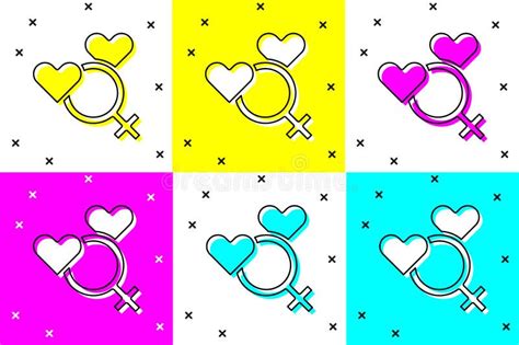 Set Female Gender Symbol Icon Isolated On Color Background Venus Symbol Stock Vector