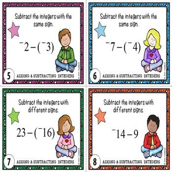 Adding And Subtracting Integers Task Cards By ChiliMath TPT