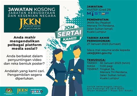 Iklan Jawatan Jabatan Kebudayaan Dan Kesenian Negara JKKN Jobs Hub