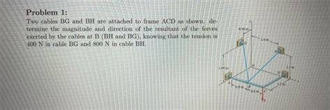Solved Problem 1 Two Cables BG And BH Are Attached To Frame Chegg