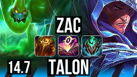 ZAC Vs TALON MID 12 1 5 69 Winrate Dominating NA Grandmaster