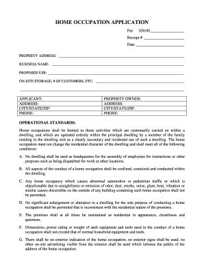 Fillable Online Home Occupations Shall Be Limited To Those Activities