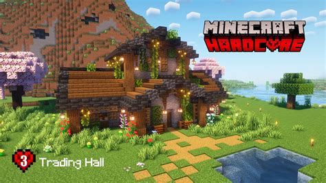 I Built Cozy Villager Trading Hall Library In Minecraft Hardcore Youtube