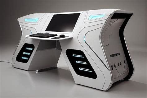 Premium Ai Image Hightech And Sleek Gaming Desk With Touch Screen