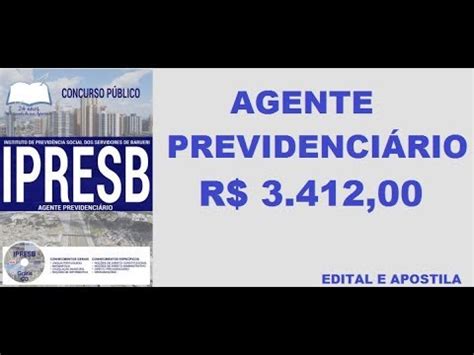 Edital apostila Concurso IPRESB 2017 Cargo Agente Previdenciário