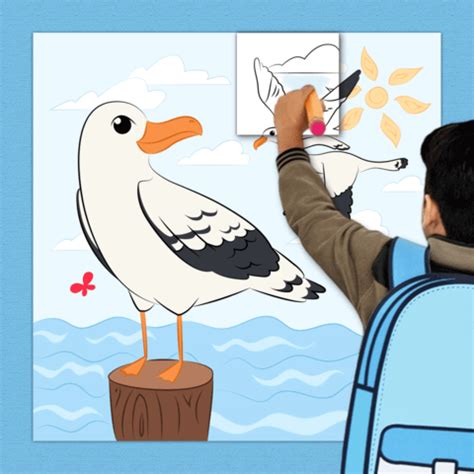 Póster gigante para colorear Gaviota Manualidades de papel para niños