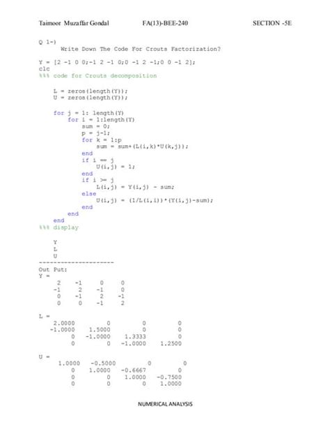 crout s method for solving system of linear equations