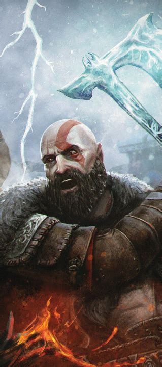 319x720 Poster of Kratos God of War Ragnarök 319x720 Resolution
