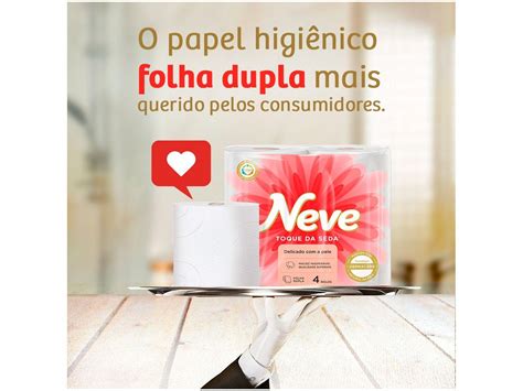 Papel Higiênico Folha Dupla Neve Toque de Seda 24 Rolos 30m Papel