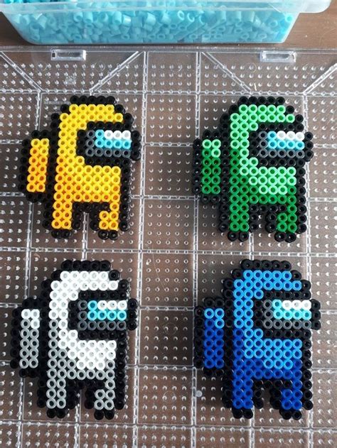 Among Us Magnets Etsy In 2021 Easy Perler Bead Patterns Hama Beads