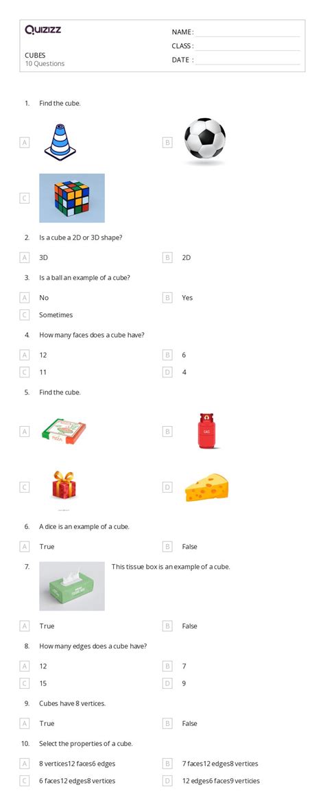 50 Cubes Worksheets On Quizizz Free Printable