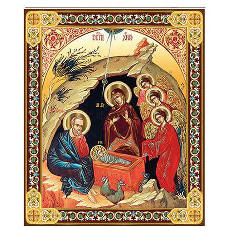 New Arrival Jc M Nativity Of Christ Angels Gold Foil Wooden Icon