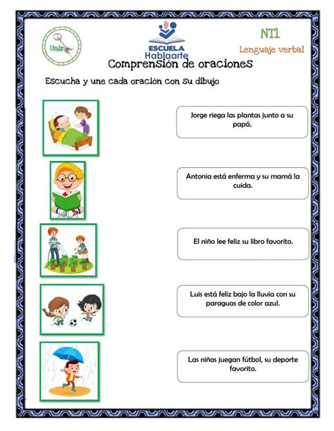 Comprensión de oraciones online activity Actividades de comprensión