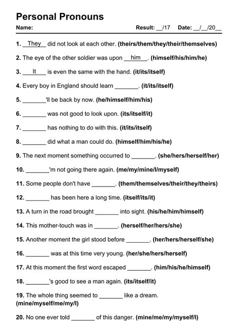Personal Pronouns Pdf Worksheets With Answers Grammarism