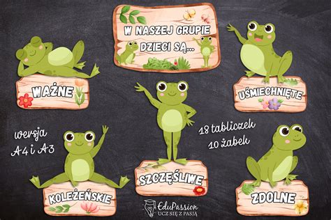 Żabki wersja 2 dekoracja na drzwi lub tablicę EduPassion