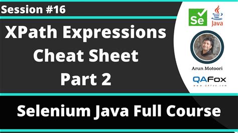 selenium java training session 16 xpath expressions cheat sheet part 2 youtube
