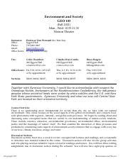 GEO 103 SYLLABUS Fall 2021 6 Doc Environment And Society GEO 103