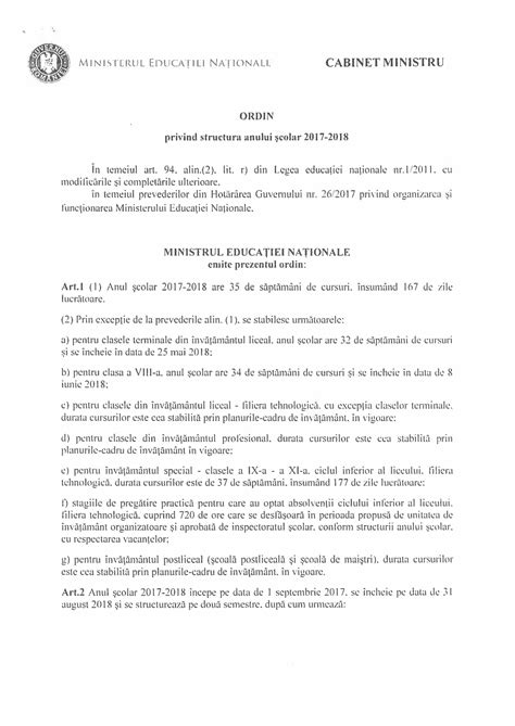 Structura Anului Colar Pdf