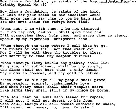 Trinity Hymnal Hymn How Firm A Foundation Ye Saints Of The Lord